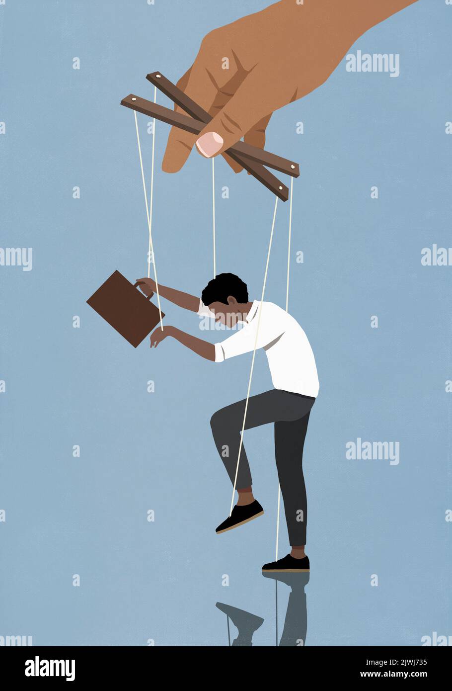Hand controlling businessman puppet on strings Stock Photo - Alamy
