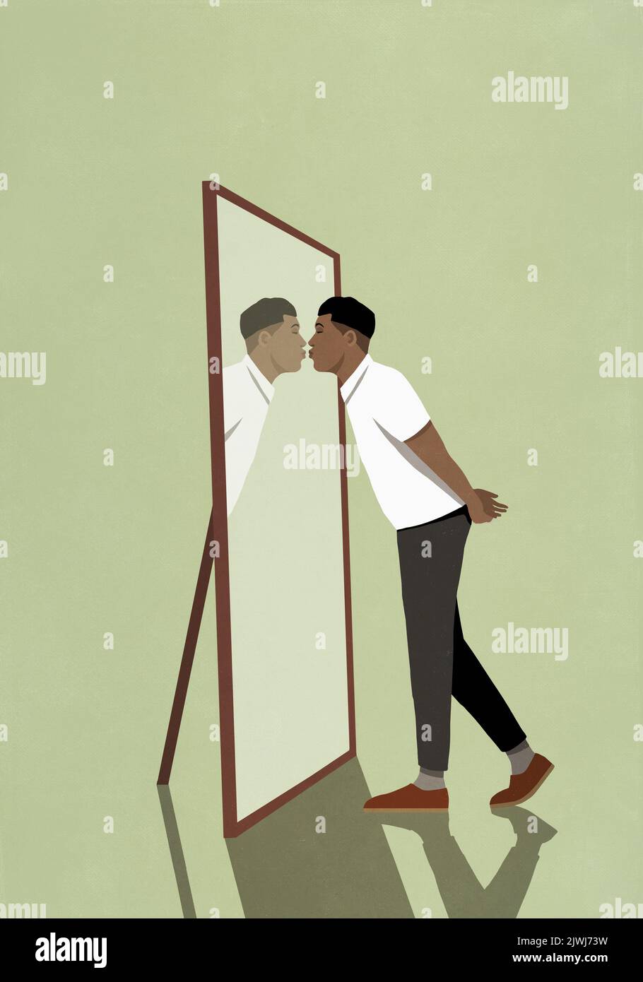 Man kissing reflection in mirror Stock Photo - Alamy