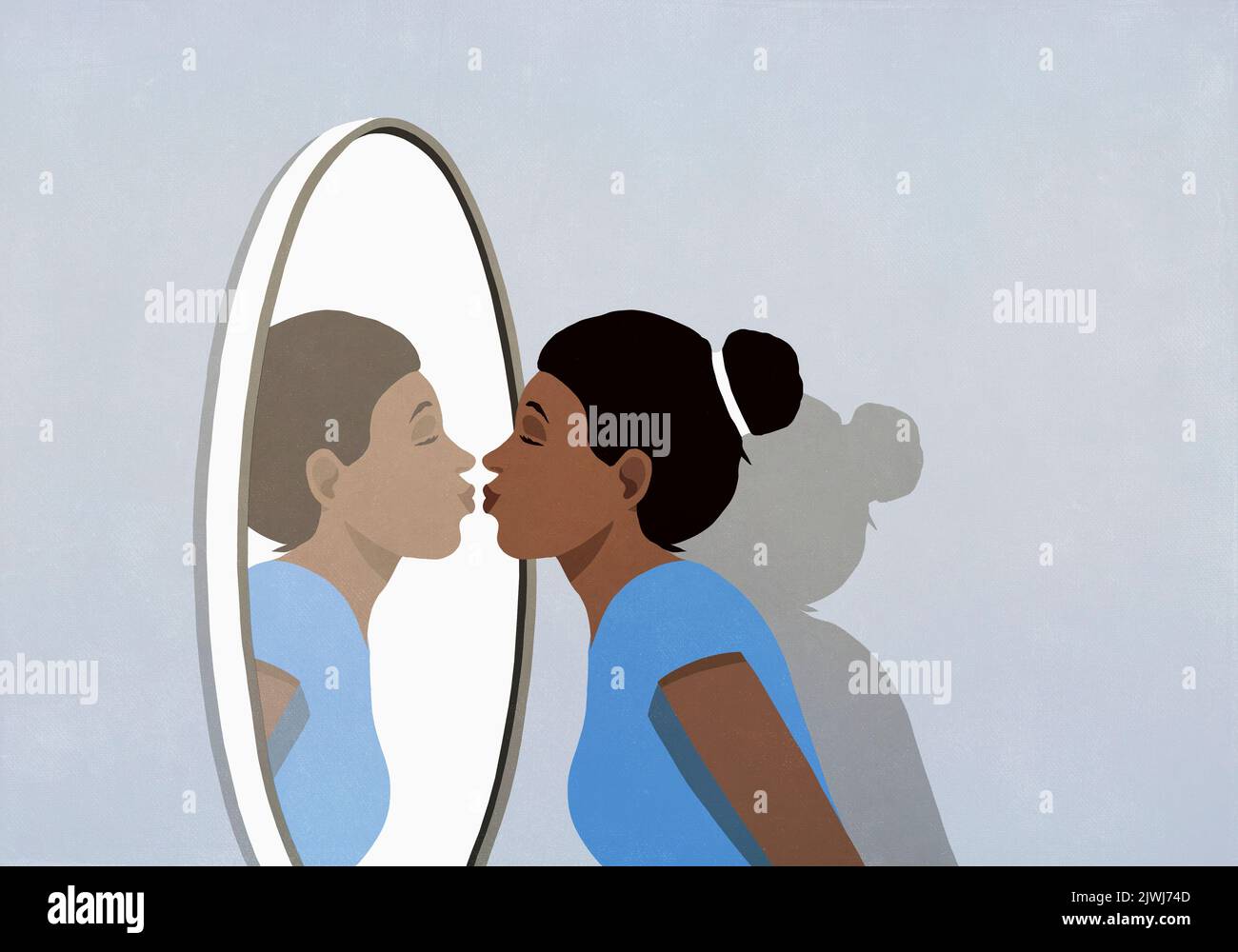 Woman kissing mirror image hi-res stock photography and images - Alamy