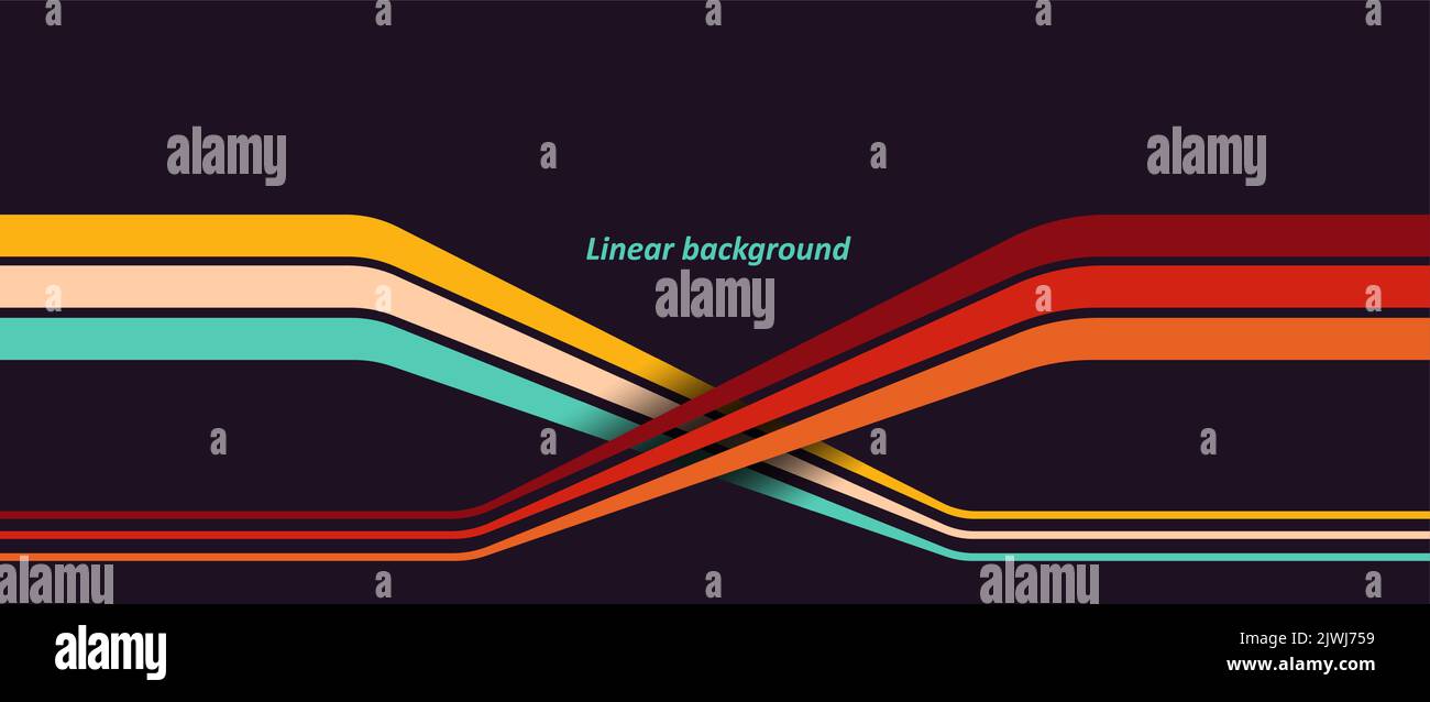 Black background with bright colored lines. Illustration for posters ...