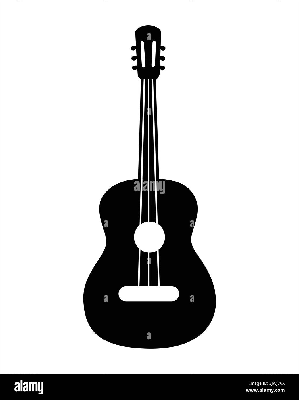 Classical guitar icon. Acoustic guitar. Silhouette. Stringed musical ...