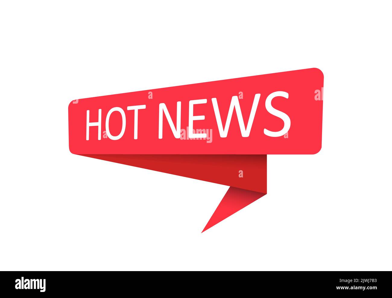 HOT news. A red banner, pointer, sticker, label or speech bubble for ...
