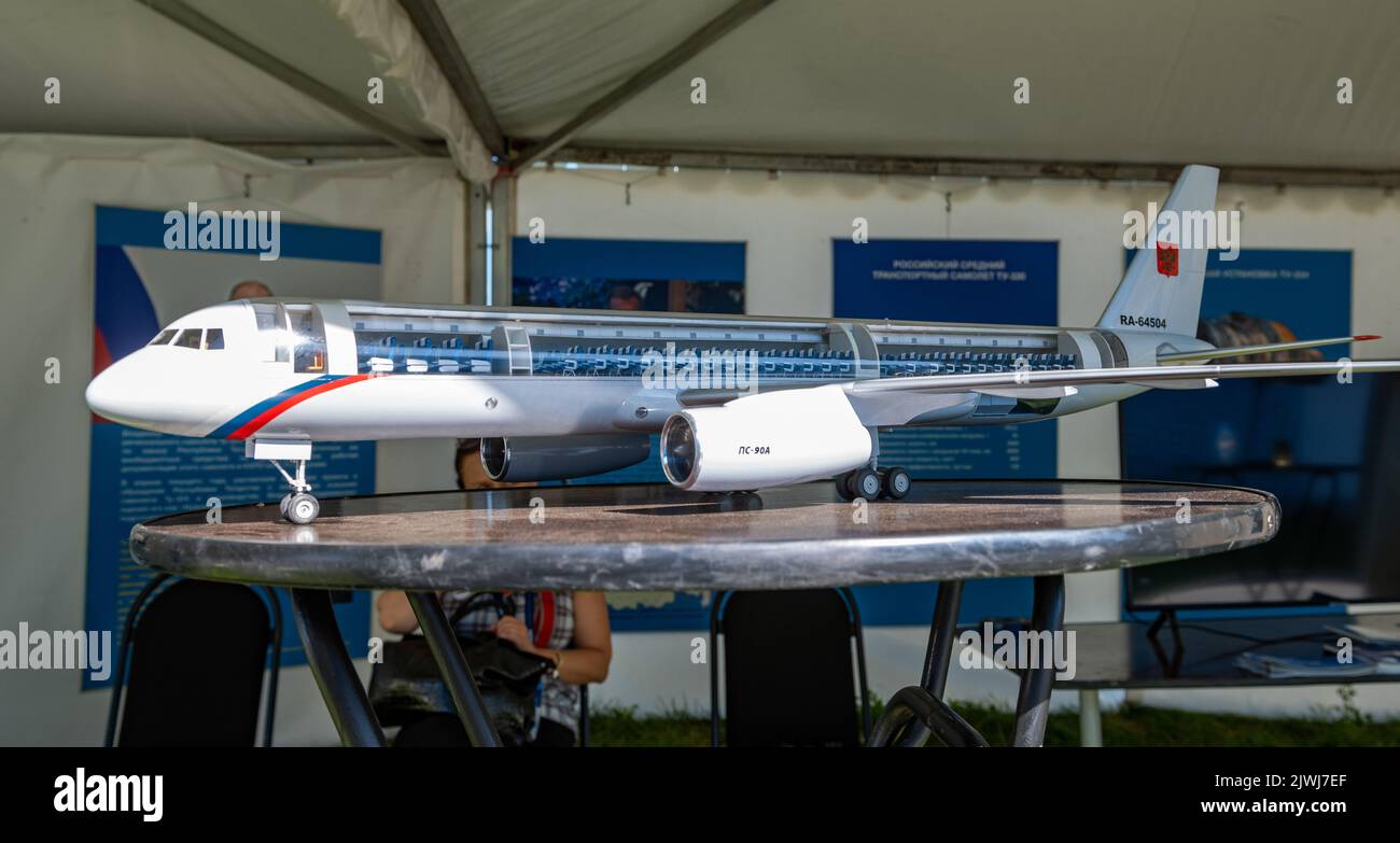 August 30, 2019, Moscow region, Russia. A mock-up of the Russian medium-haul narrow-body ...