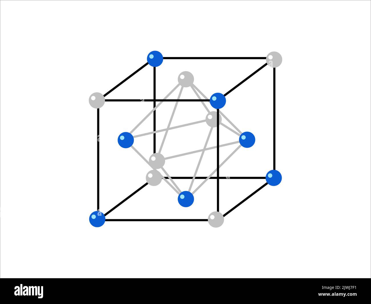 Volumetric Crystal lattice. The position of atoms in a crystal. Vector ...