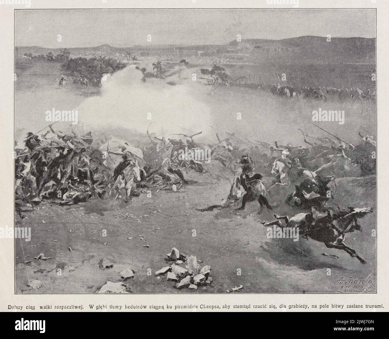 Reproduction of a painting: Wojciech Kossak (1856-1942), The desperate ...