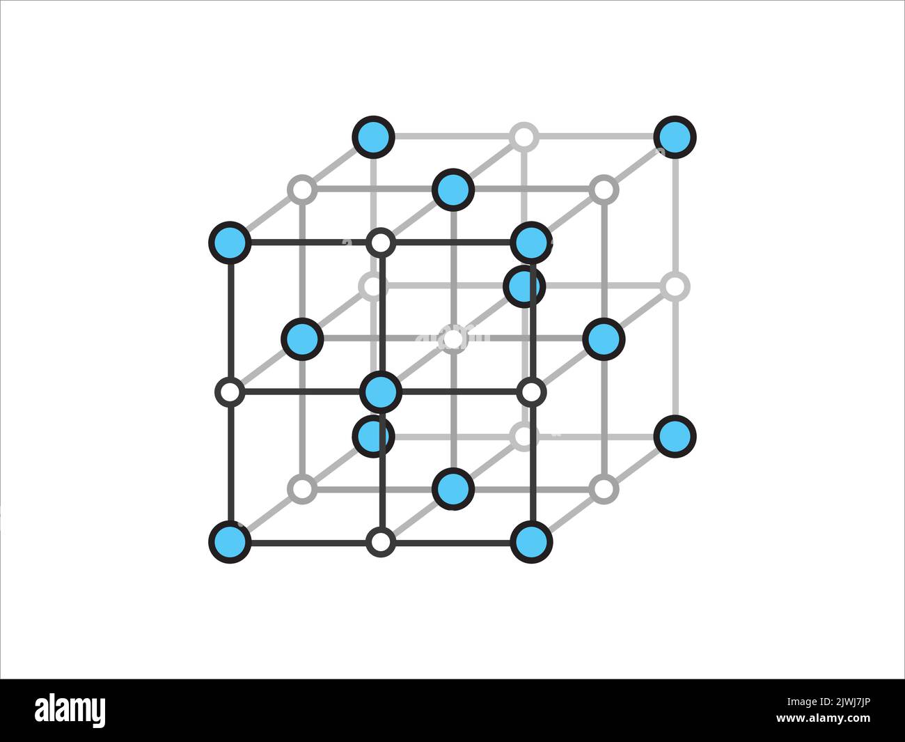 Volumetric Crystal lattice. The position of atoms in a crystal. Vector ...