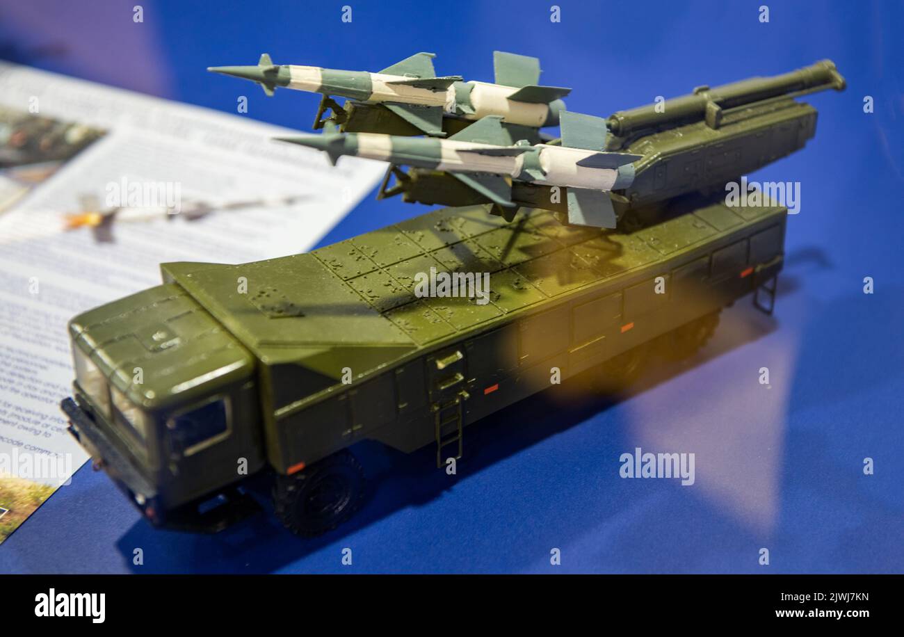 August 30, 2019, Moscow region, Russia. Model of the launcher of the ...