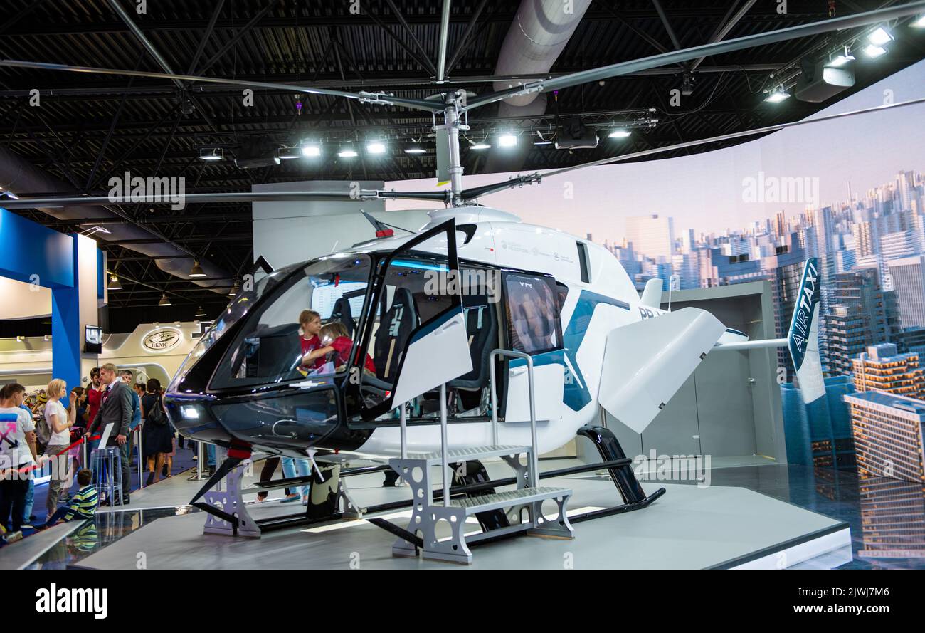 August 30, 2019, Moscow region, Russia. Light helicopter for air taxi ...