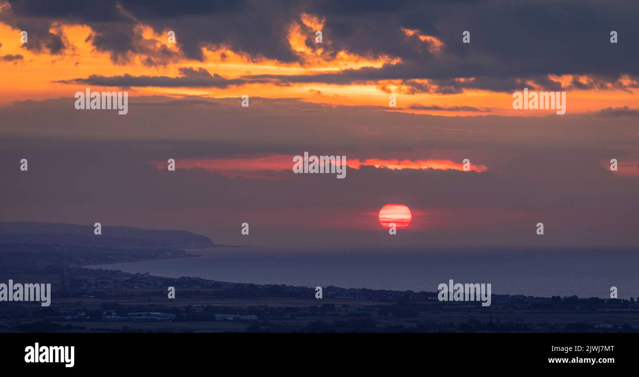 Brilliant September sunrise from Butts Brow looking east along the ...