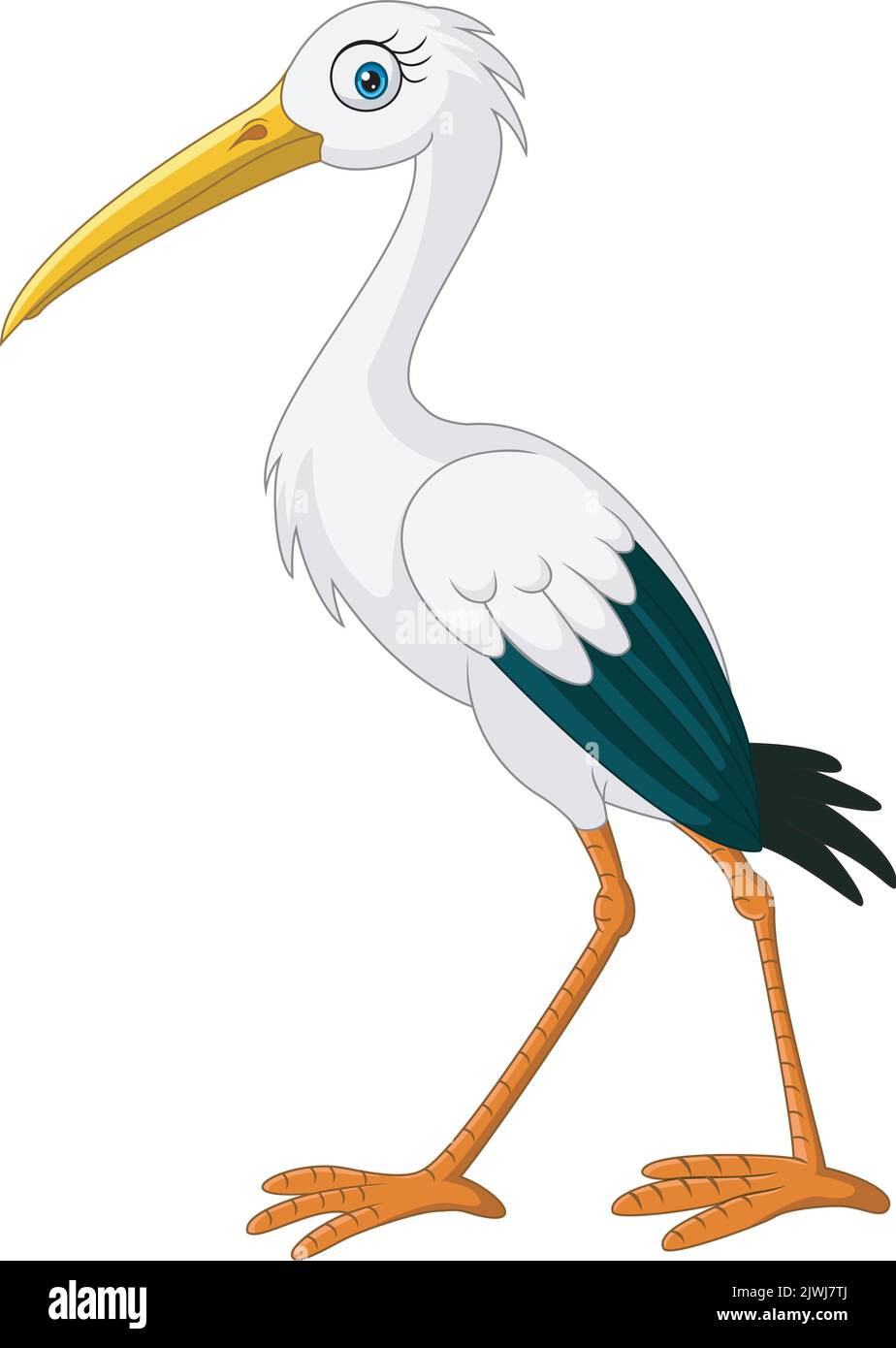 Cartoon white stork on white background Stock Vector Image & Art - Alamy