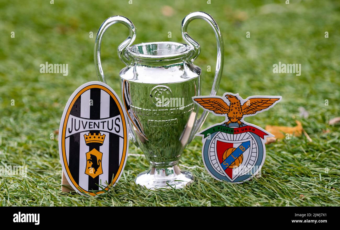 September 3, 2022, Moscow, Russia. Emblems of football clubs ...