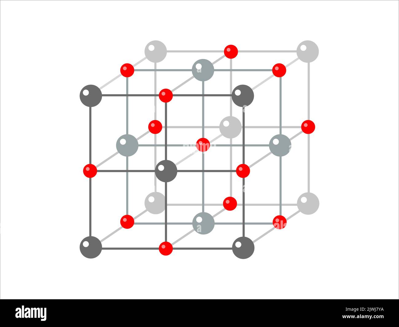 Volumetric Crystal lattice. The position of atoms in a crystal. Vector ...