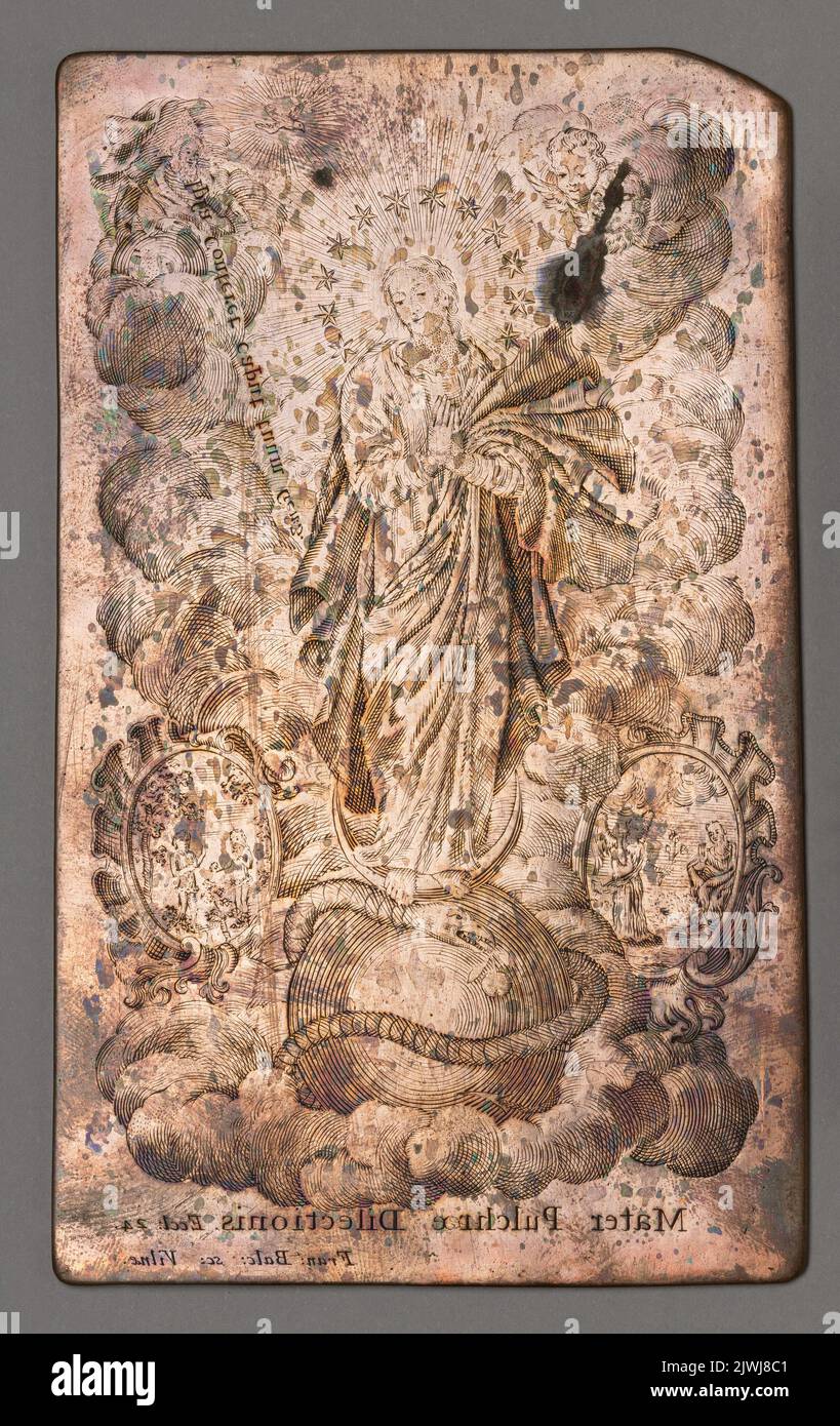 Double-sided plate - Virgin Mary treading on the snake on the globe and ...