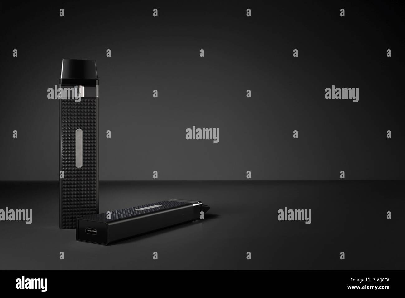 Black Vape Scene on Dark Background with Copy Space, 3D Render ...