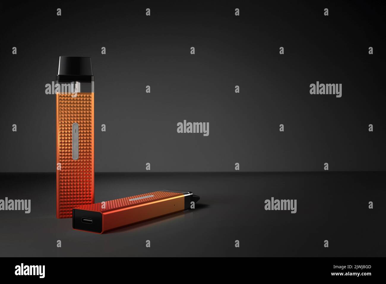 Red and Orange Vape on a Dark Background with Copy Space, 3D Render ...