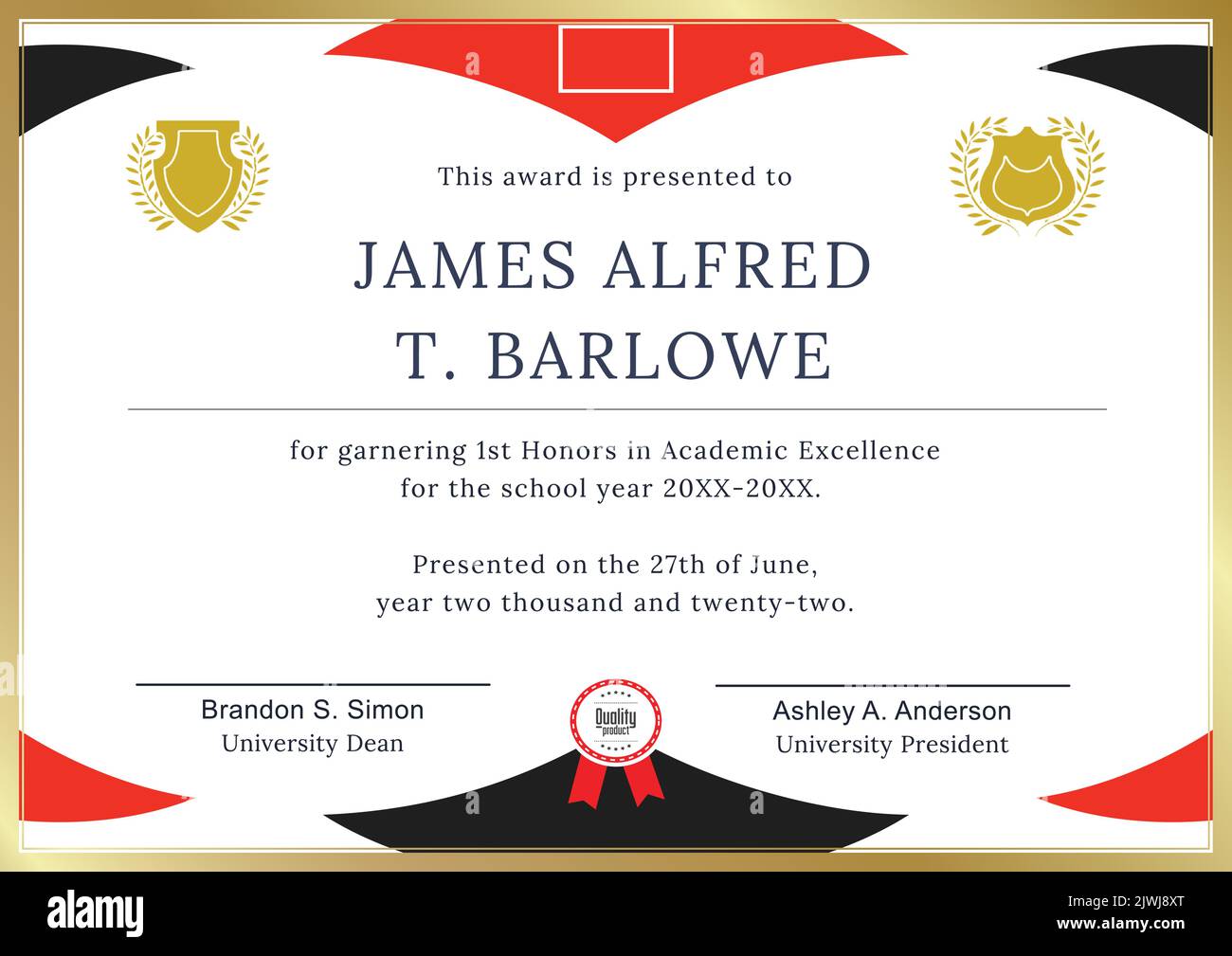 Academic Achievement Award Certificate Template