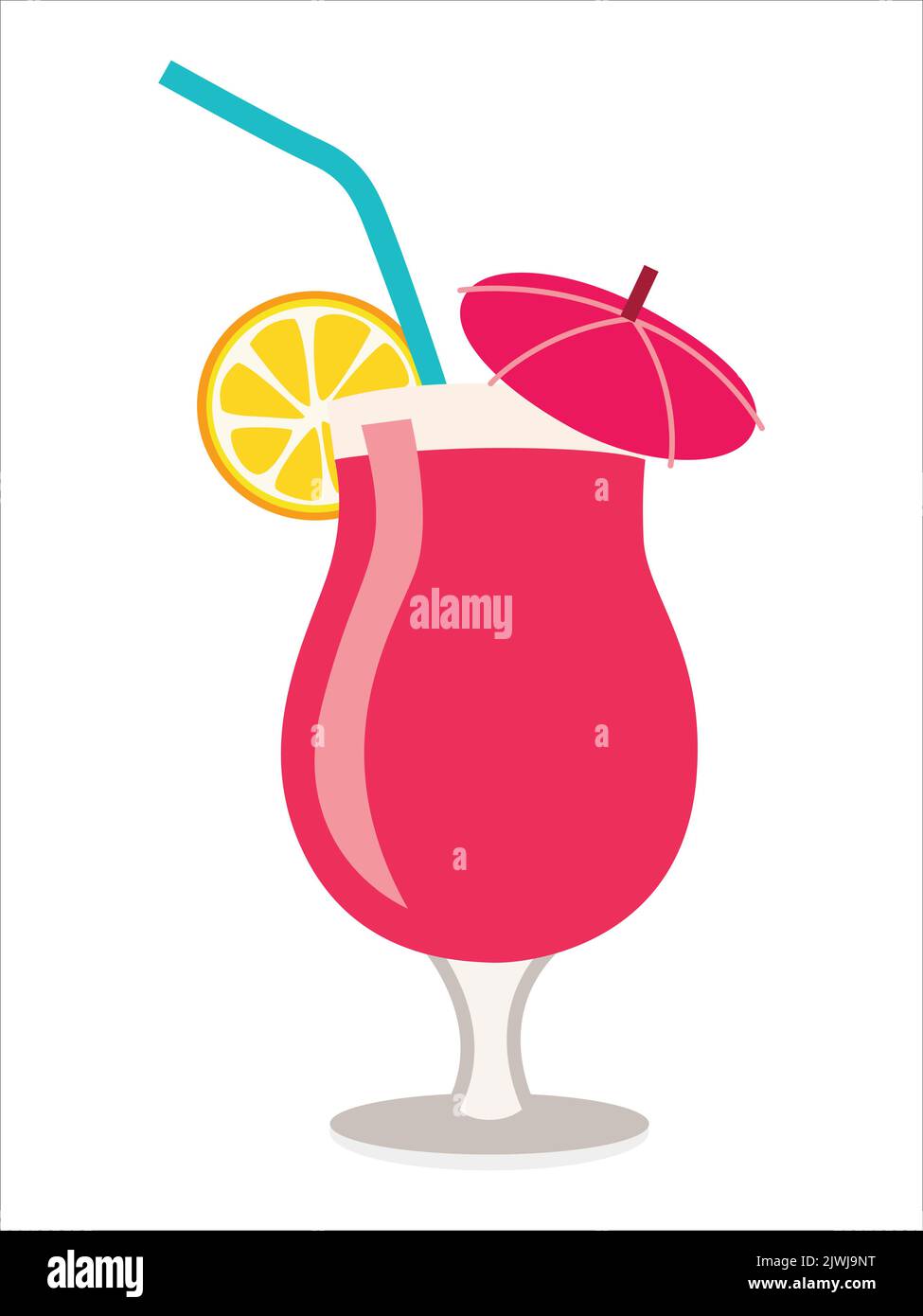 Pink cocktail for parties, holidays. Vector beach illustration Stock ...