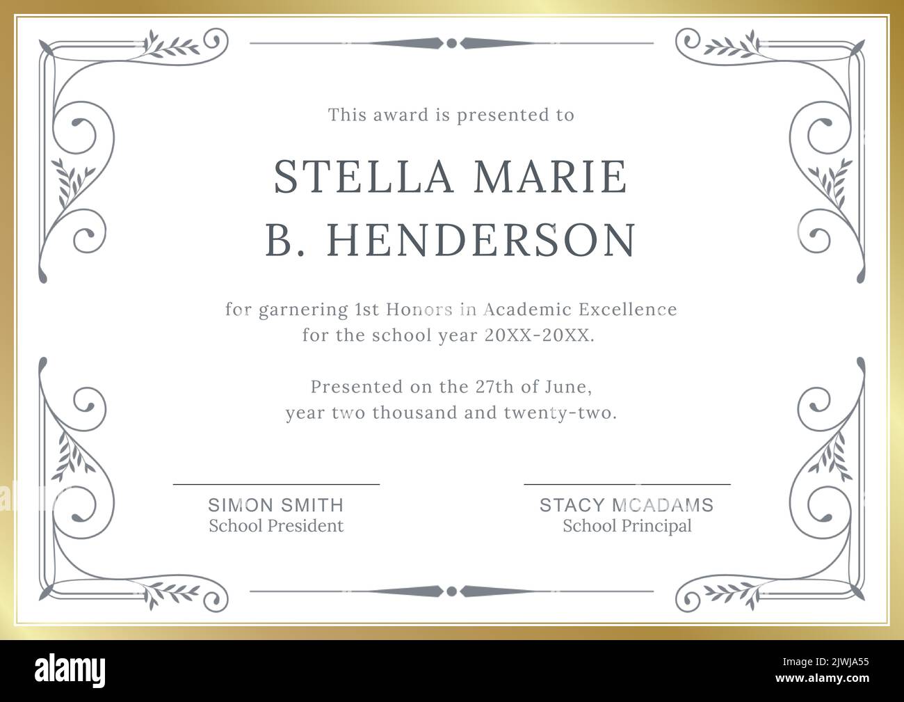 Academic Achievement Award Certificate Template