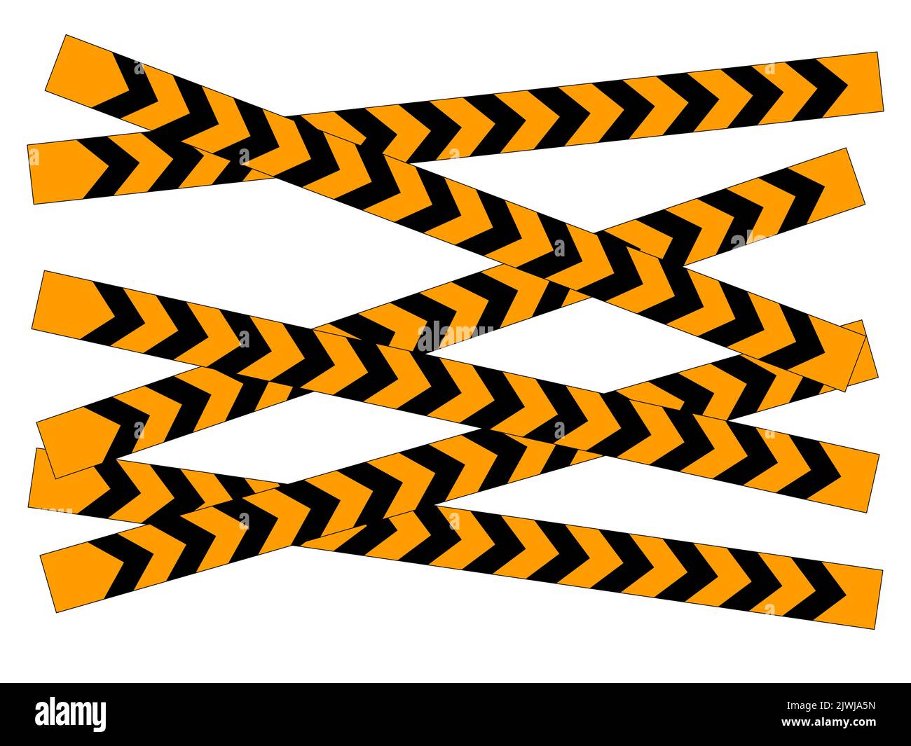Yellow and black stripes on ribbon. Symbol of dangerous and radioactive ...