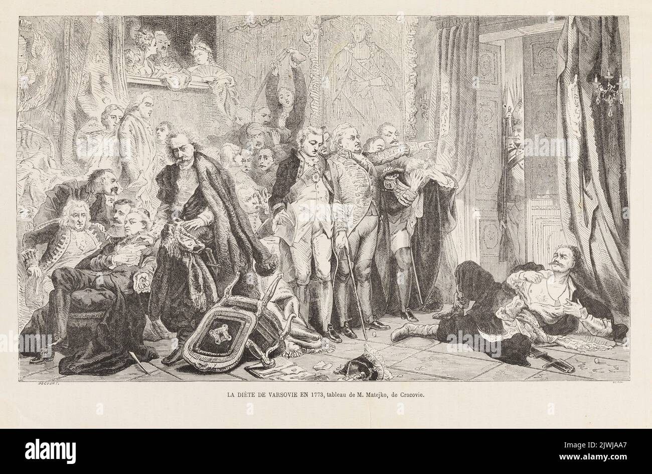 Rejtan at the Warsaw Sejm on 21 April 1773. Sotain, Noel Eugene (1816 ...