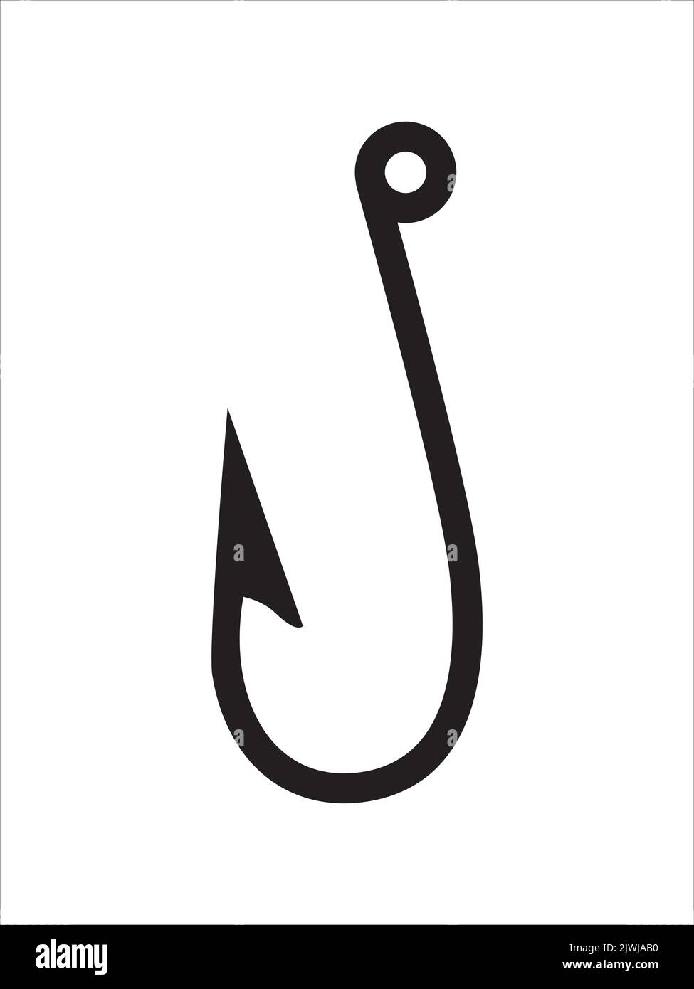 Fish hook icon is isolated on white background. Vector illustration ...