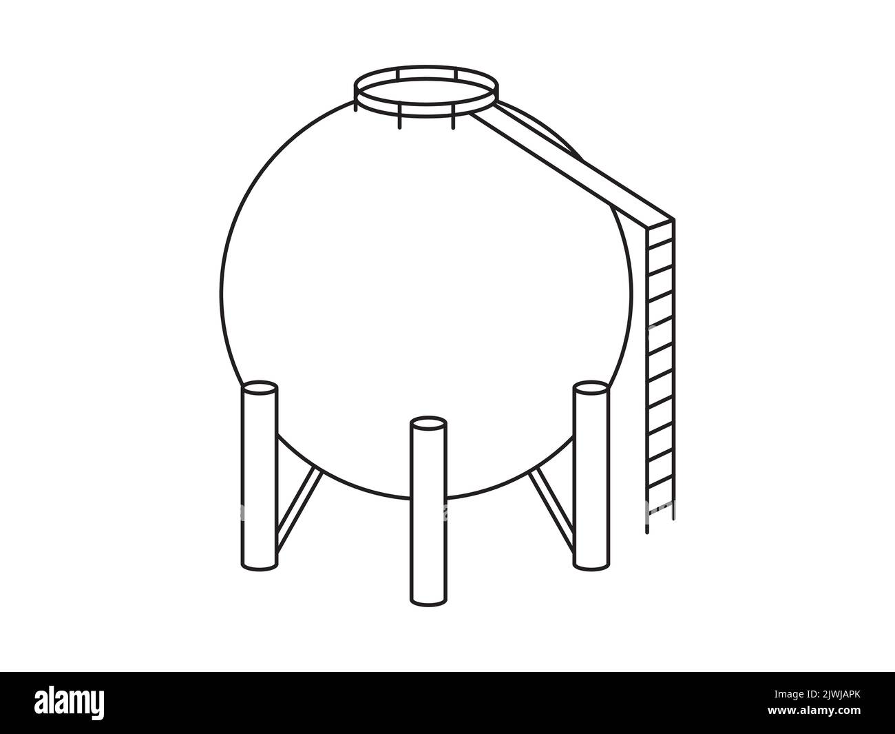 Industrial vector illustration of a petrol, oil, or water tank isolated ...