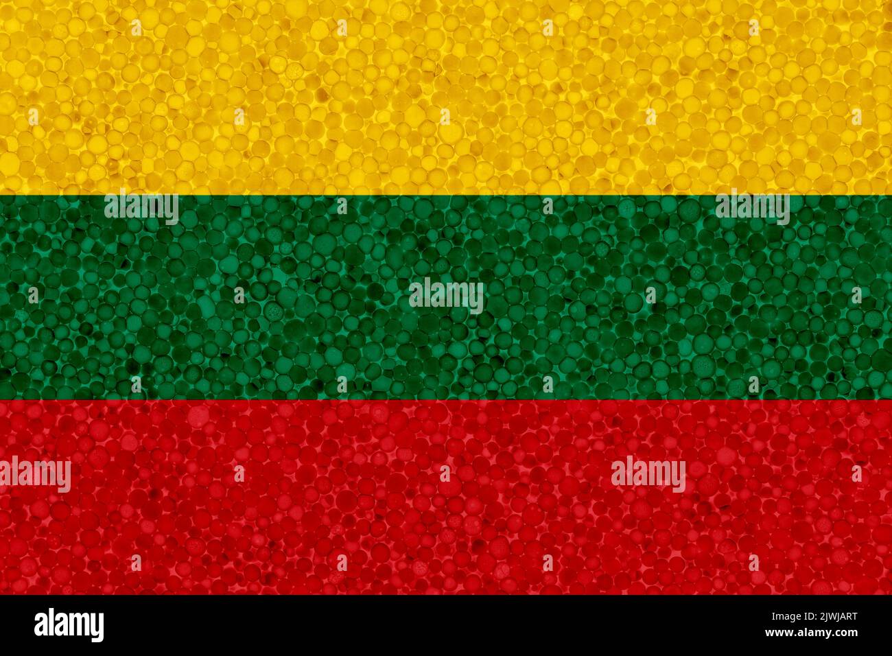 Flag of Lithuania on styrofoam texture. national flag painted on the ...