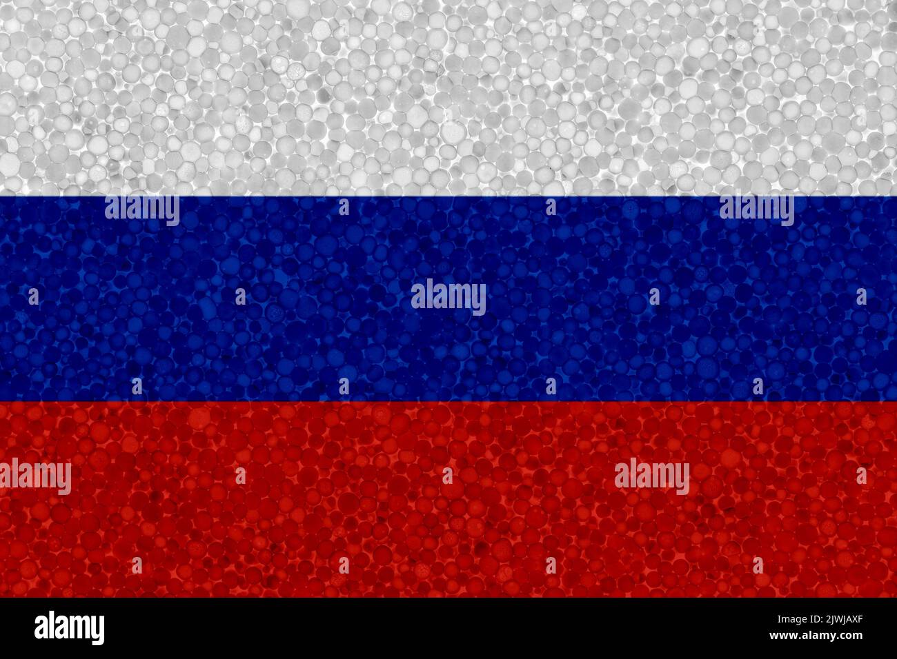 Flag of Russia on styrofoam texture. national flag painted on the ...
