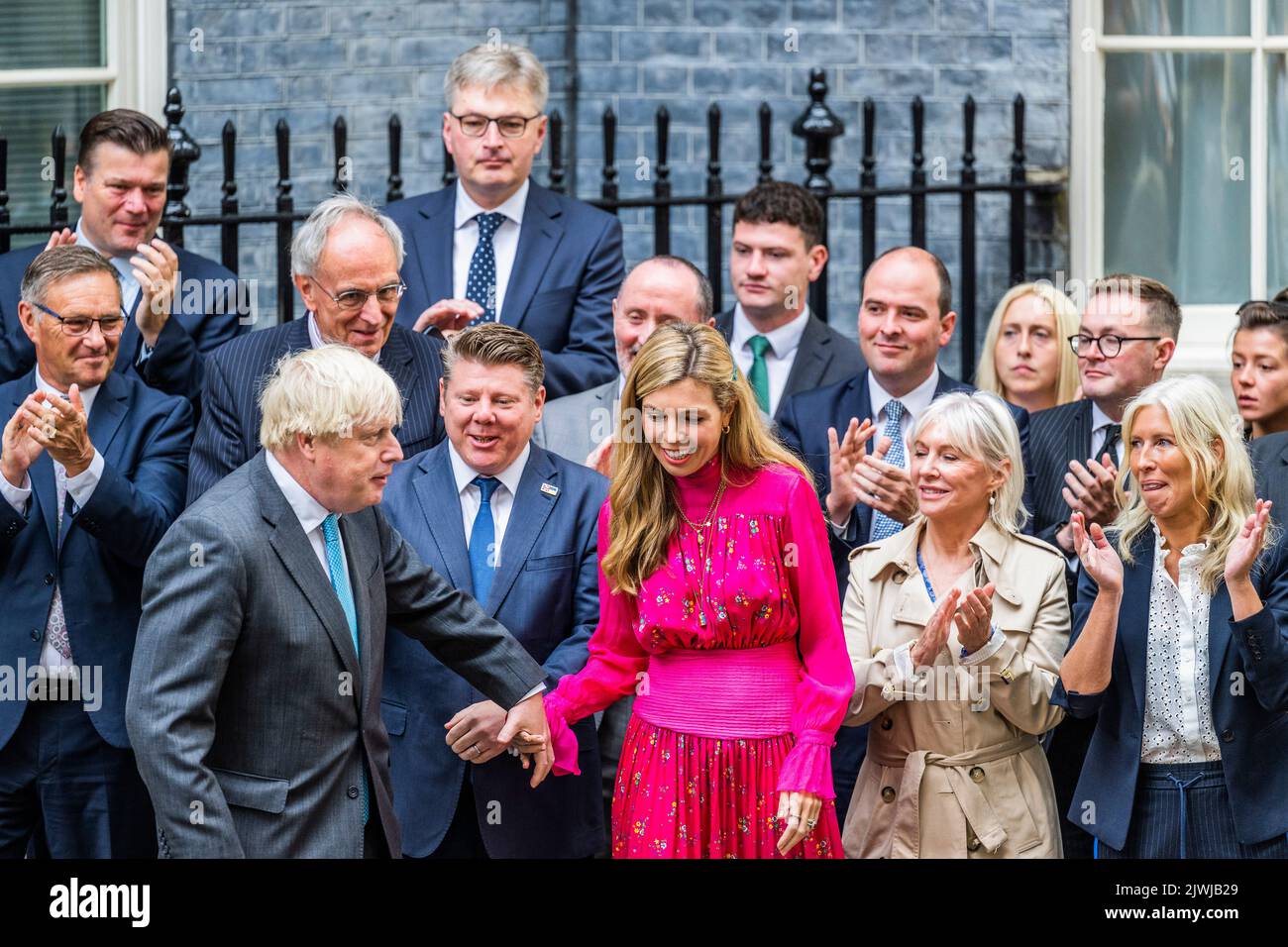 London, UK. 6th Sep, 2022. Carrie and Boris leave shaking hands with ...
