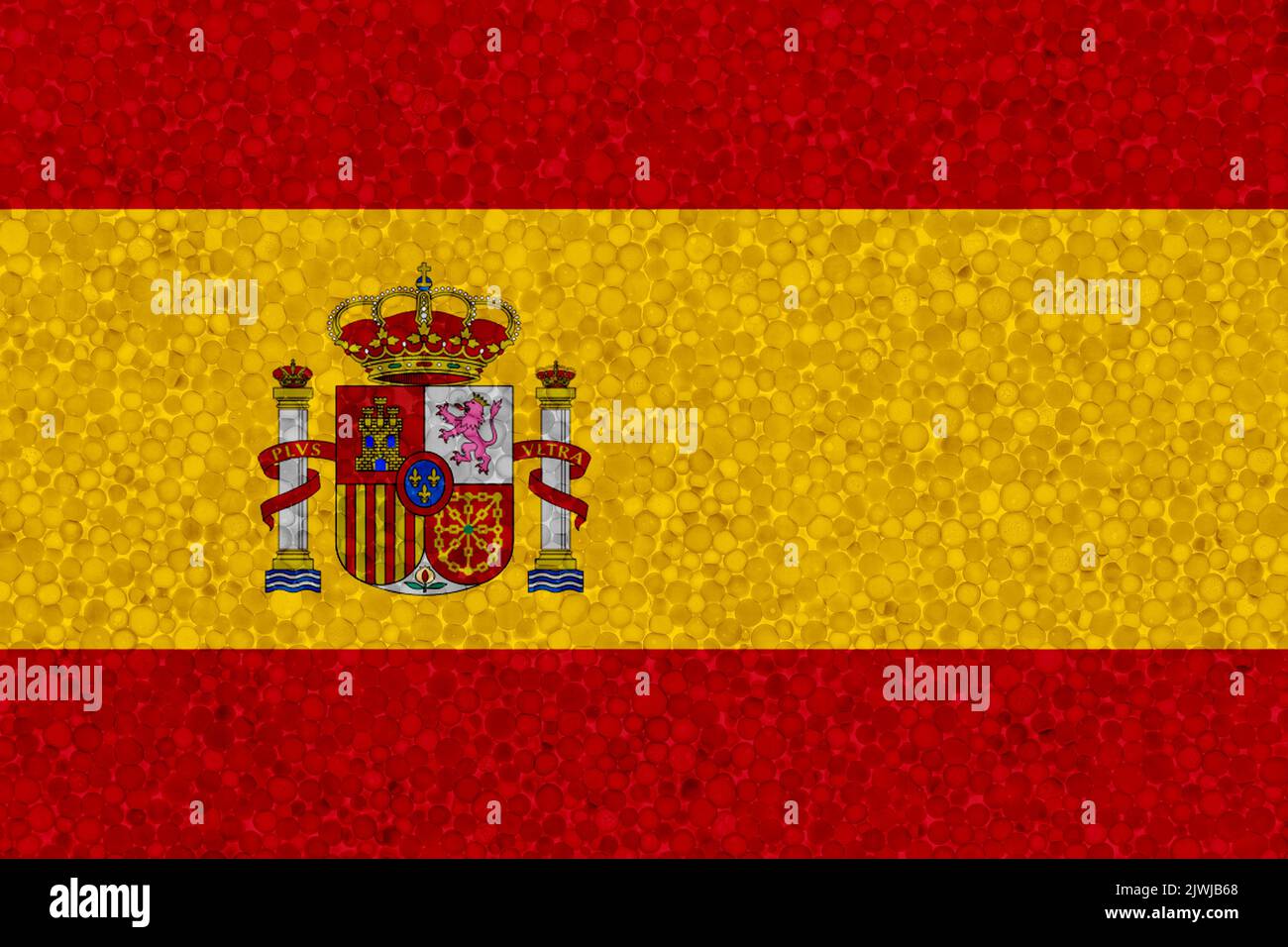 Spain flag on styrofoam texture. national flag painted on the surface ...