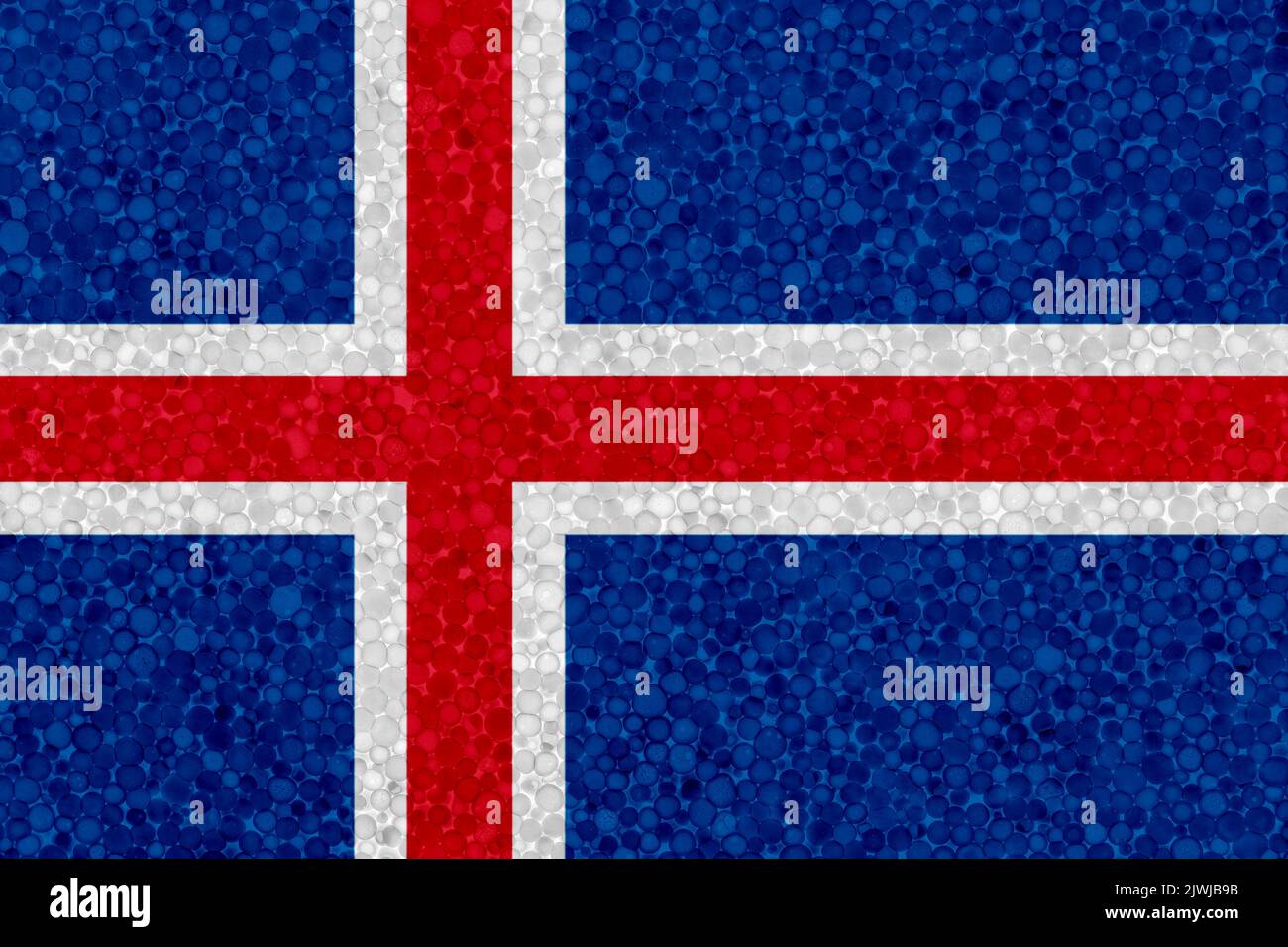 Flag of Iceland on styrofoam texture. national flag painted on the ...