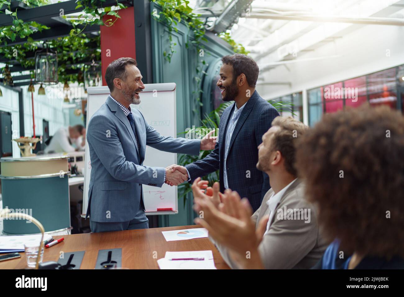 Business male partnership handshake. Photo handshaking process ...