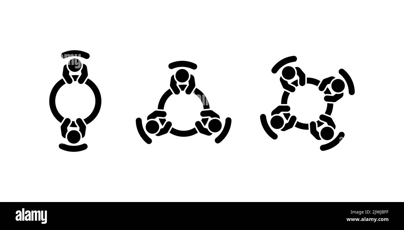 Teamwork icon set 3. Team business meeting with teamwork and ...