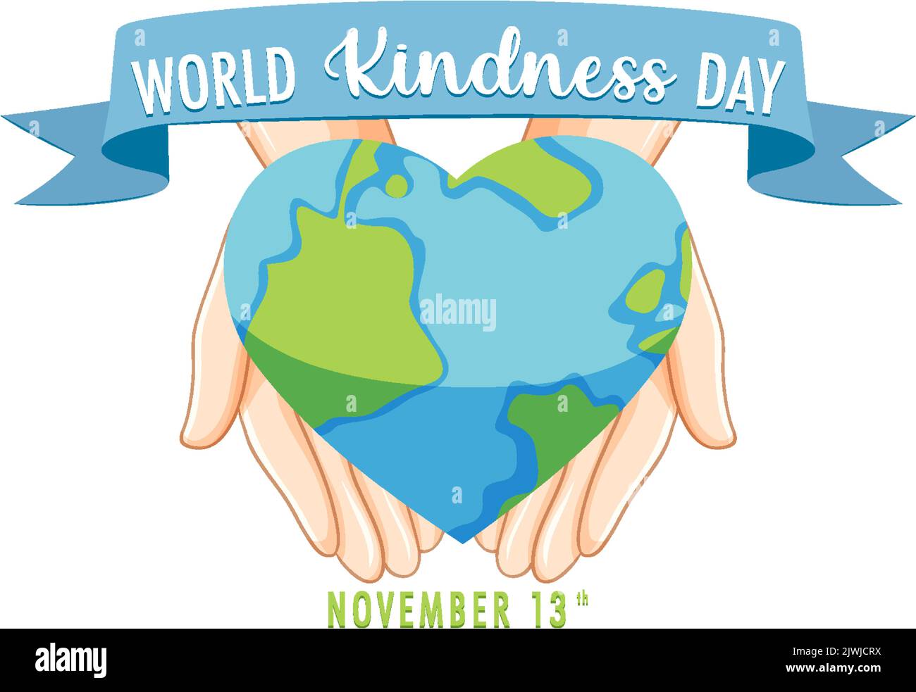 Earth in heart shape in world kindness day concept illustration Stock ...