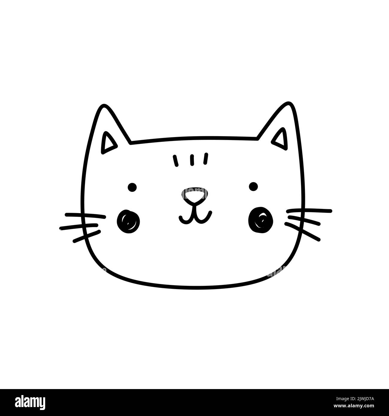 Cartoon Cat Head Outline