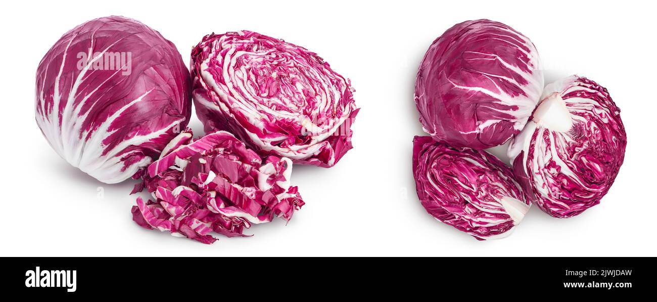 Fresh red radicchio salad isolated on white background with full depth ...