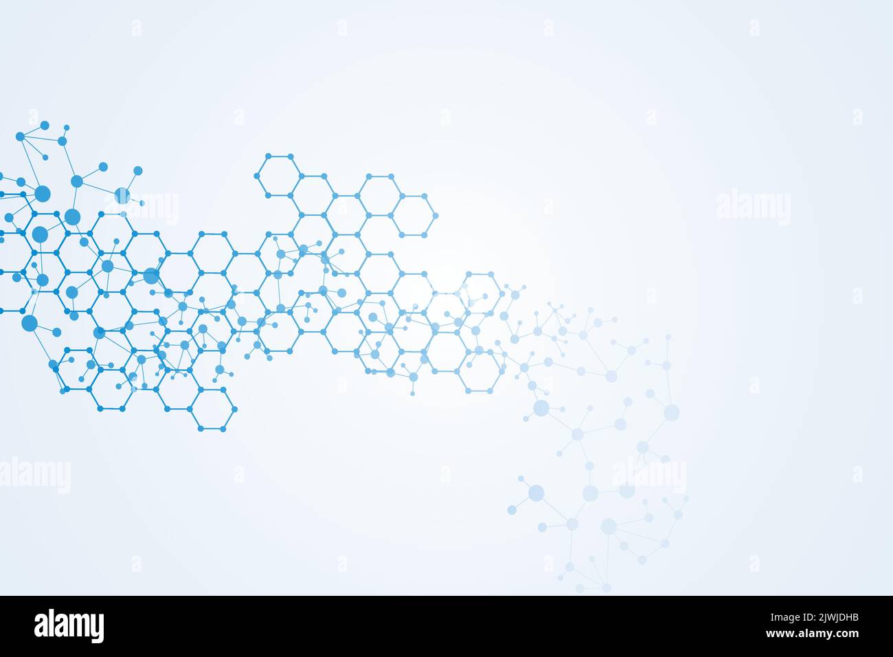 Science network pattern, connecting lines and dots. Technology hexagons ...