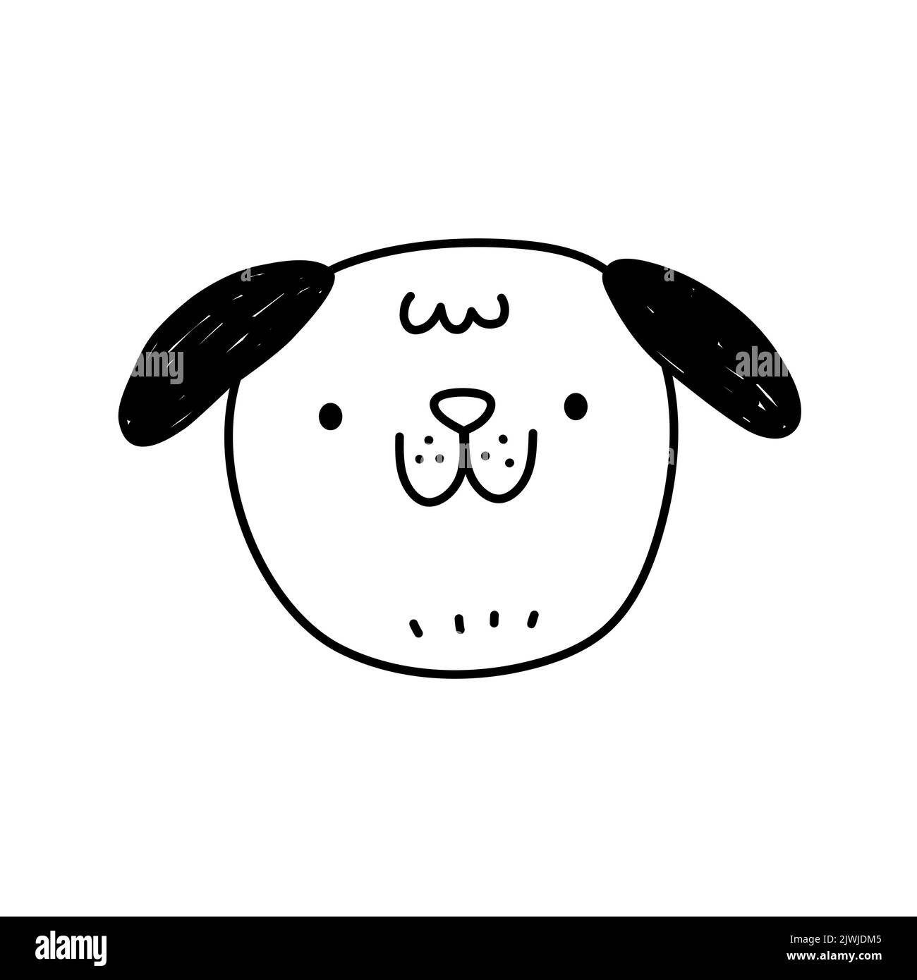 Cute dog face isolated on white background. Happy puppy. Vector hand ...