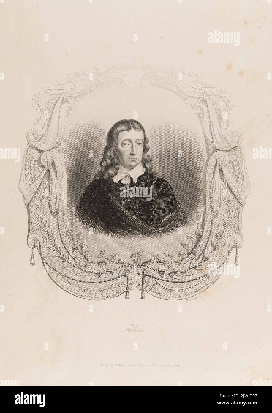 Portrait of John Milton. French, William (ca 1815-1898), graphic artist ...