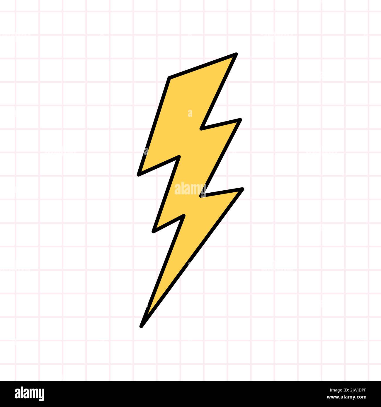 Cute yellow lightning bolt in the style of the 90s. Vector hand-drawn ...