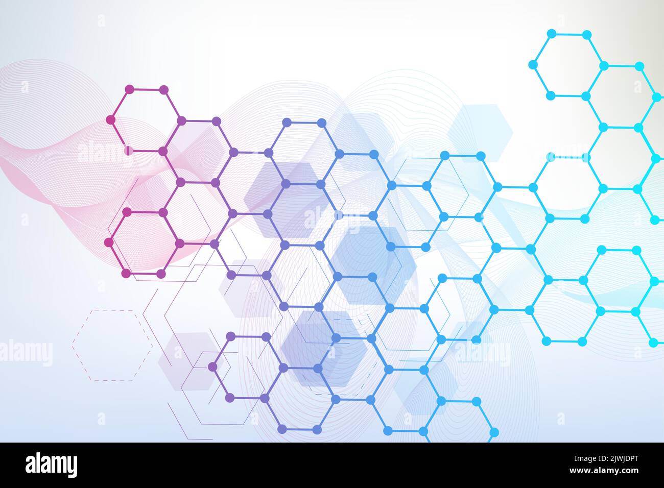 Science Network Pattern Connecting Lines And Dots Technology Hexagons