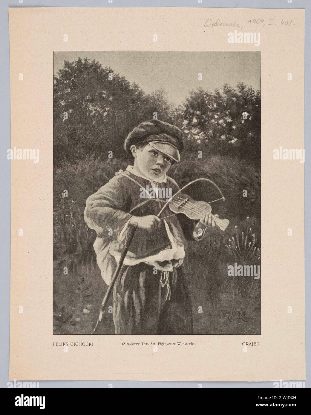 Reproduction of a painting: Feliks Cichocki (1861-1921), A musician ...