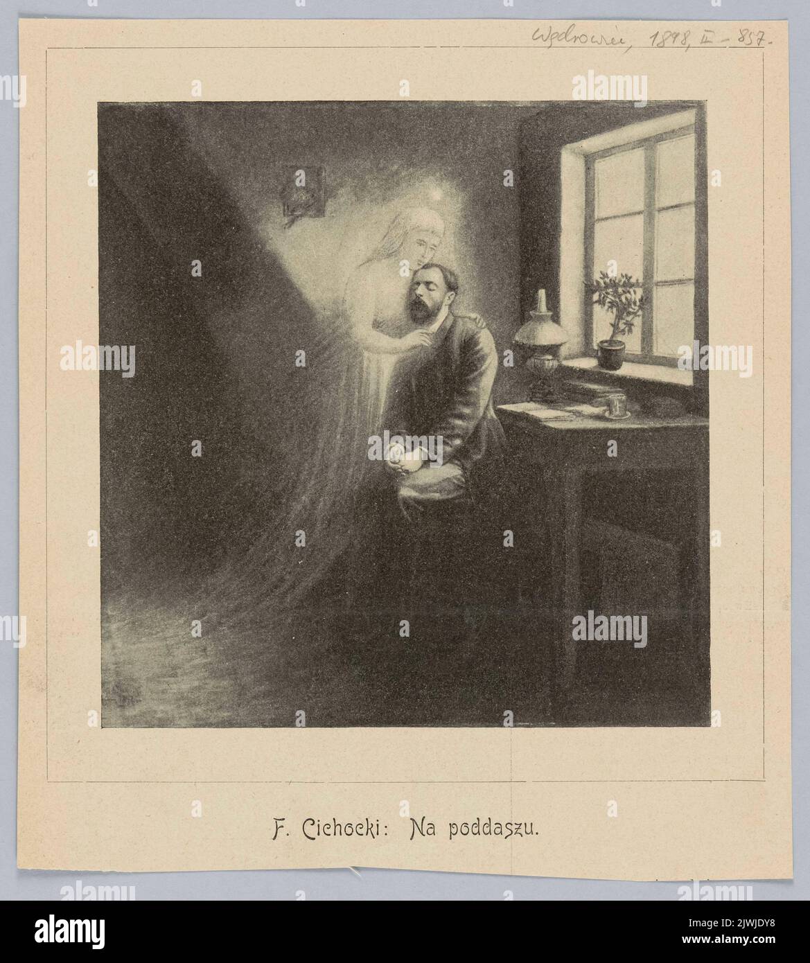 Reproduction of a painting: Feliks Cichocki (1861-1921), In an attic ...