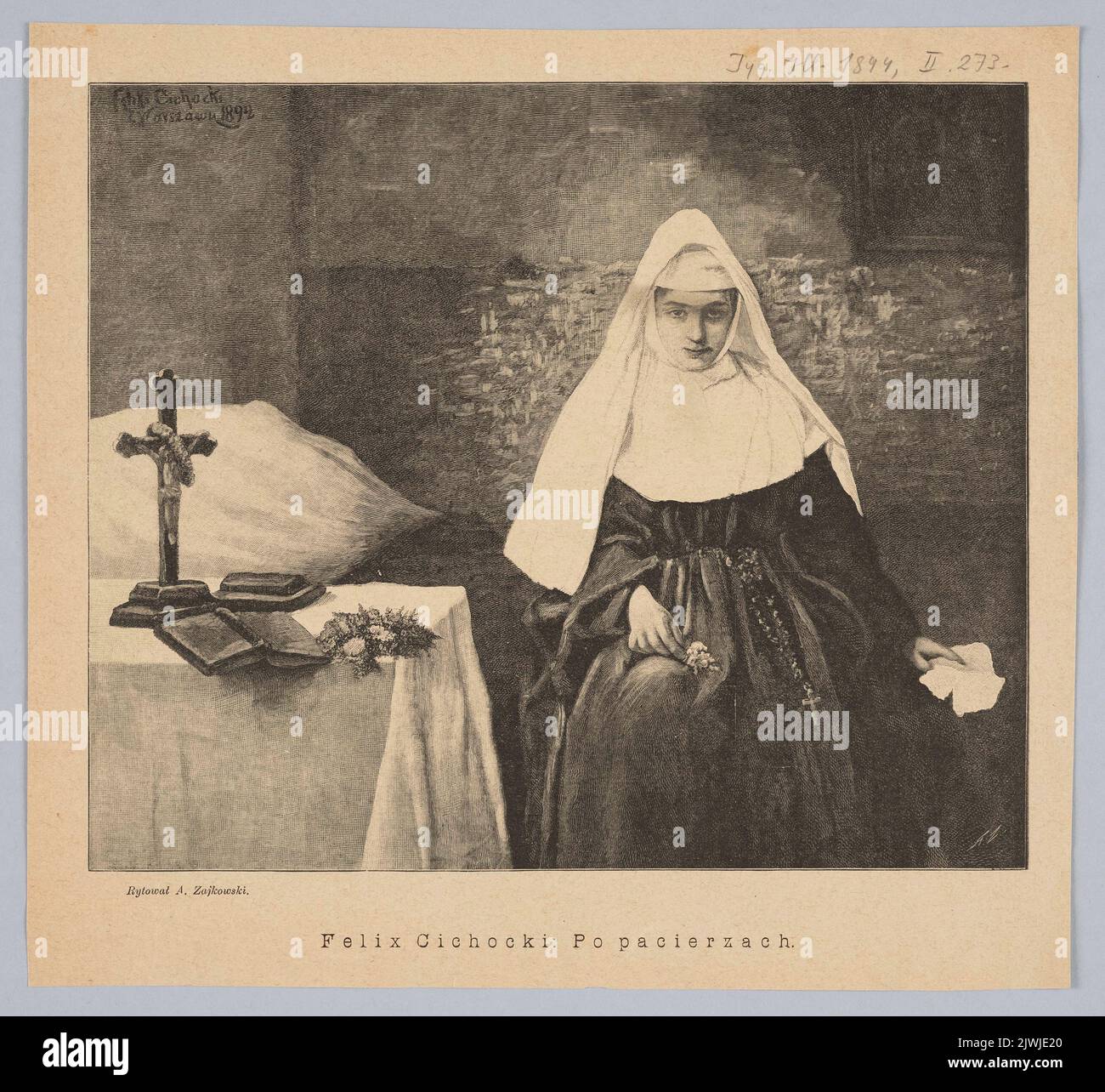 Reproduction of a painting: Feliks Cichocki (1861-1921), Following prayer; from: "Tygodnik ...