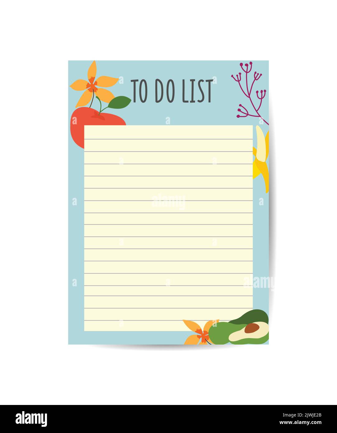 Template for To Do List with cute summer objects Colorful fruit and ...