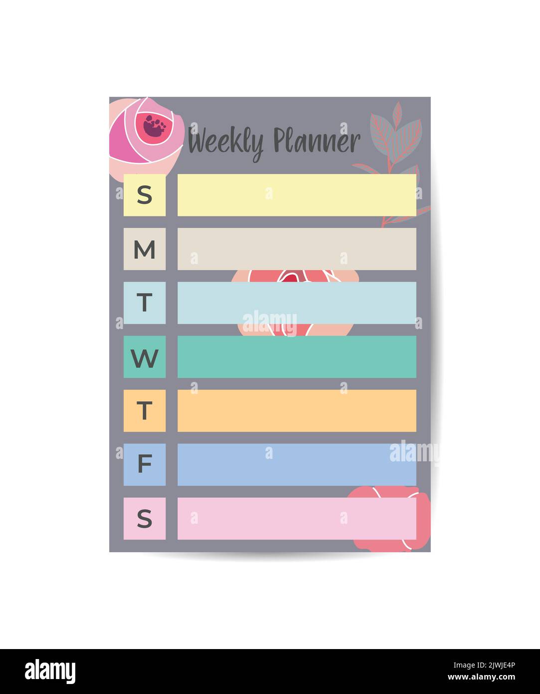 Weekly planner template. To do list for weekdays on different color ...