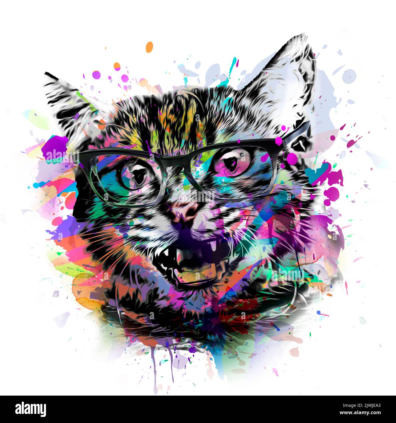 abstract colorful cat muzzle illustration, graphic design concept color ...