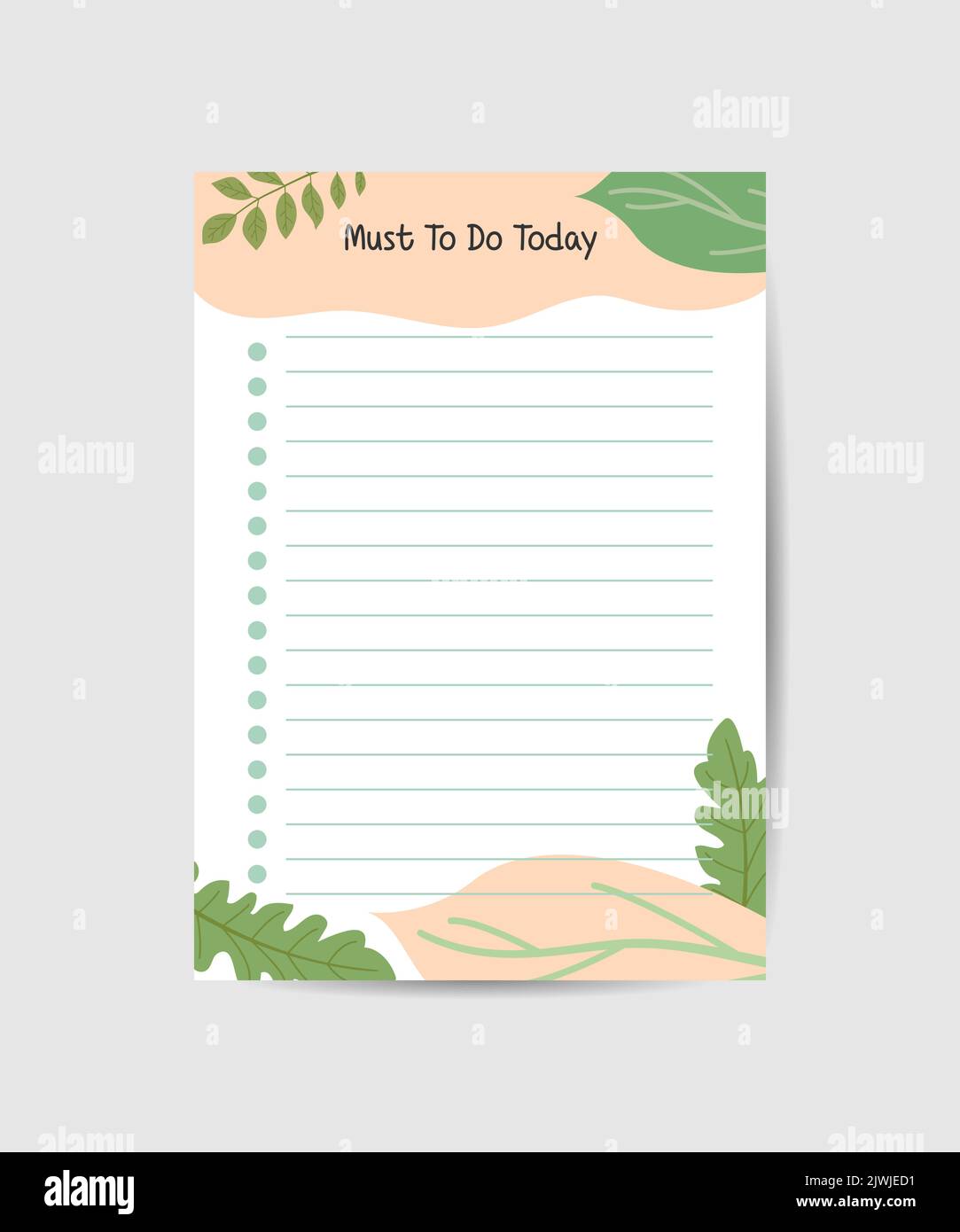 Daily planner to do list notes with natural leaves background Stock ...