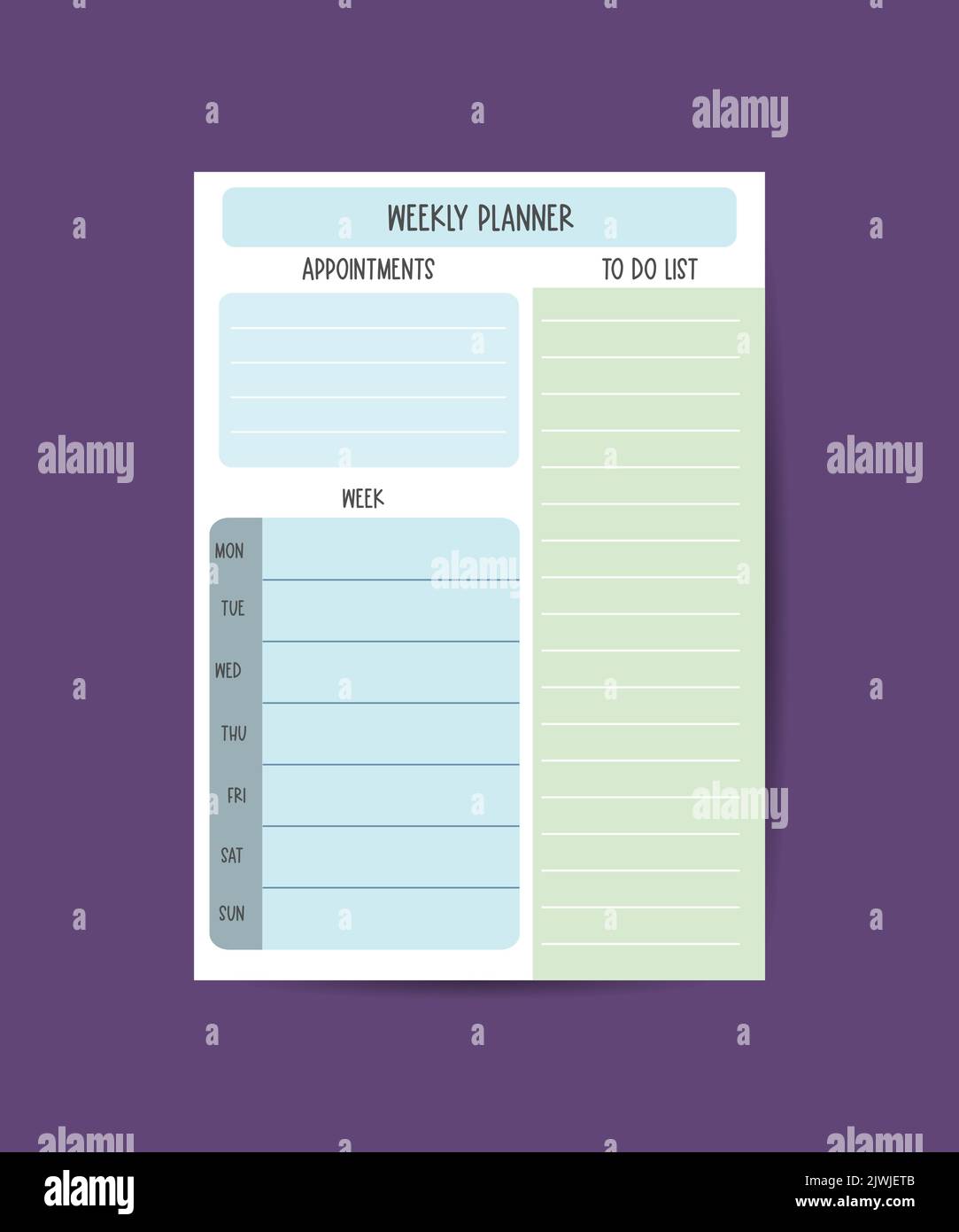 Weekly planner To do list, Notes Wish list on blue and white squared ...