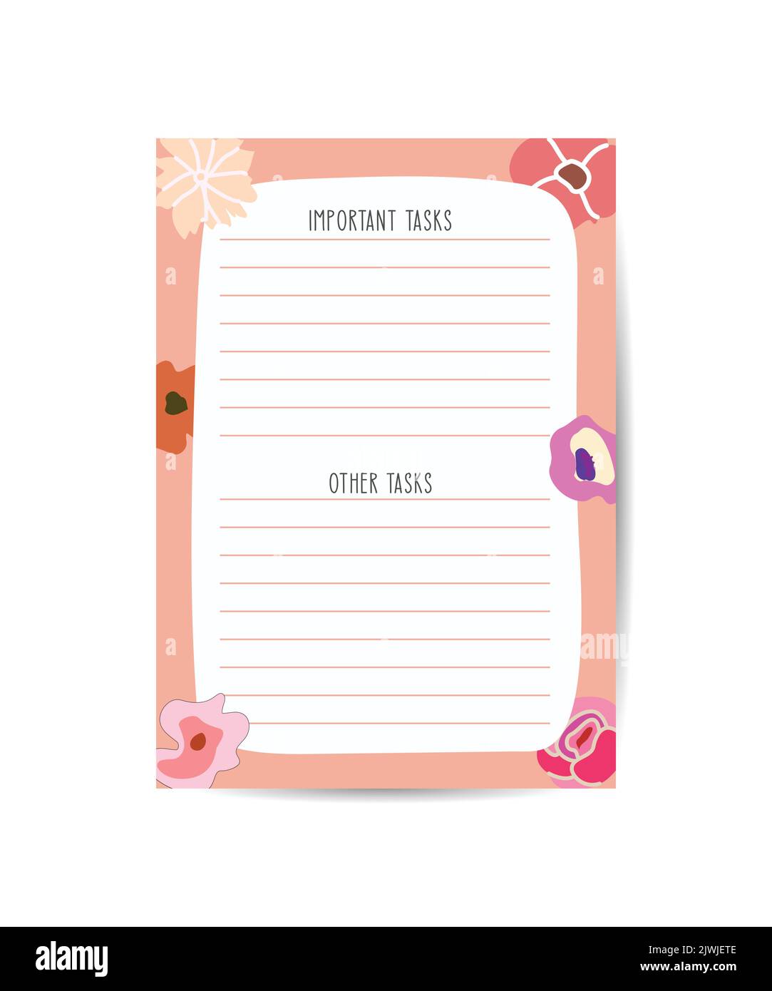 task planner printable template Vector. Blank white notebook page ...